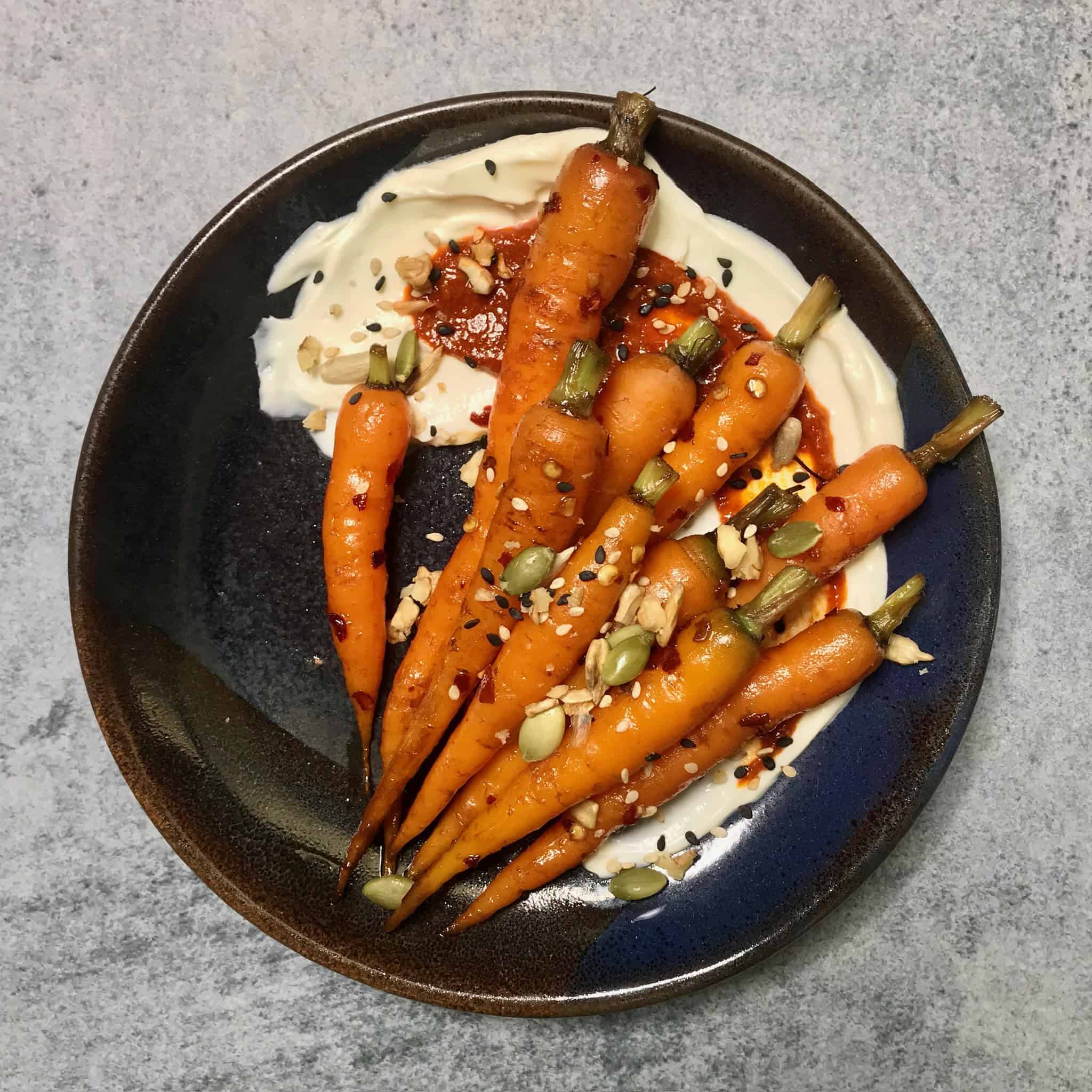 Honey Glazed Carrots Recipe with Harissa Cream - Madhavi Shilpi